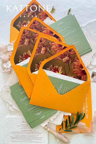 Clover Handmade Paper Wedding Invitation Suite – Kattone