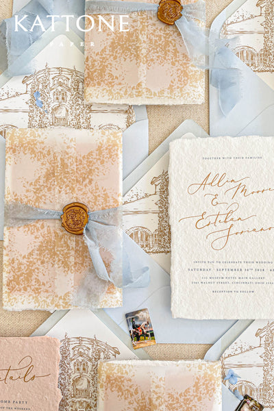 Kennedy Handmade Paper Wedding Invitation Suite – Kattone