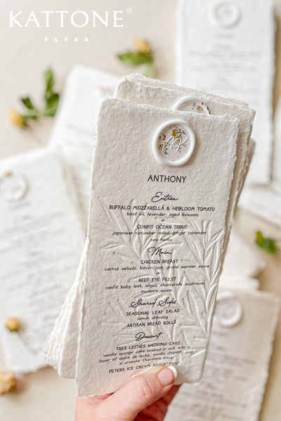 Lacey Embossed Handmade Paper Wedding Menus – Kattone